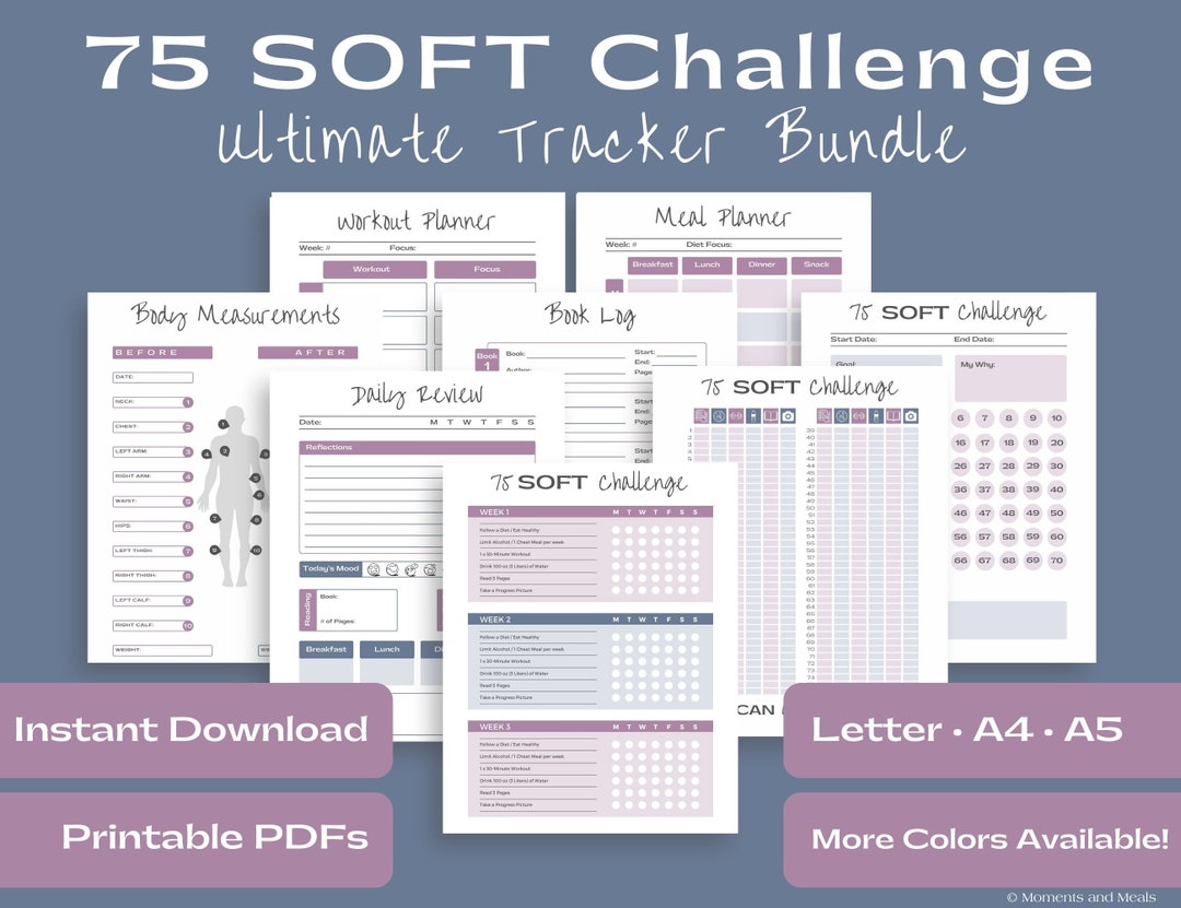 75 Soft Challenge Tracker Bundle | Printable 75 Soft Tracker | Habit ...