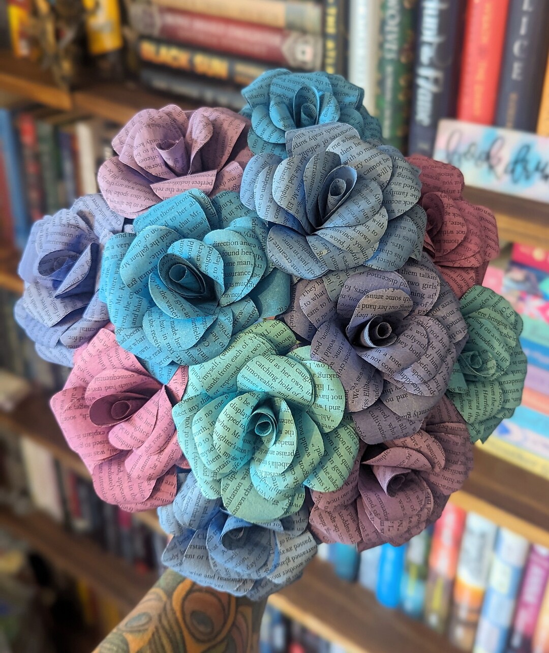 One Dozen Painted Romance Book Page Roses ready to Ship - Etsy