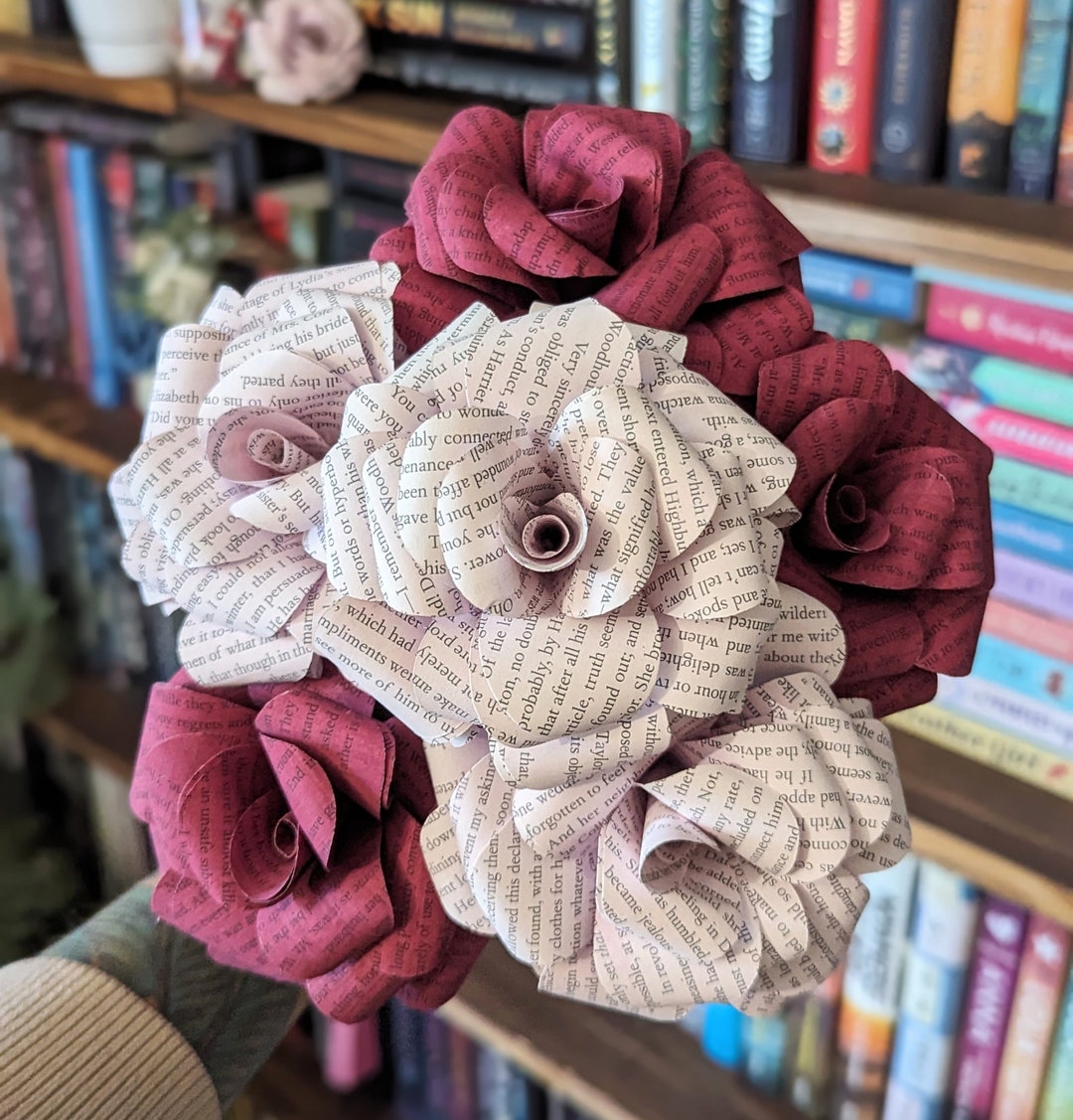 Six Painted Book Page Book Roses ready to Ship - Etsy