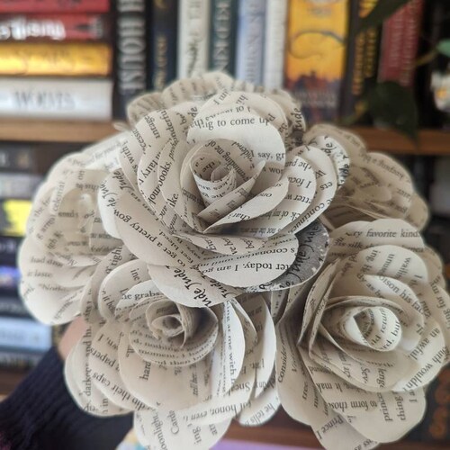 Book Page Roses Anniversary Gift Book Paper Flowers Stem | Etsy