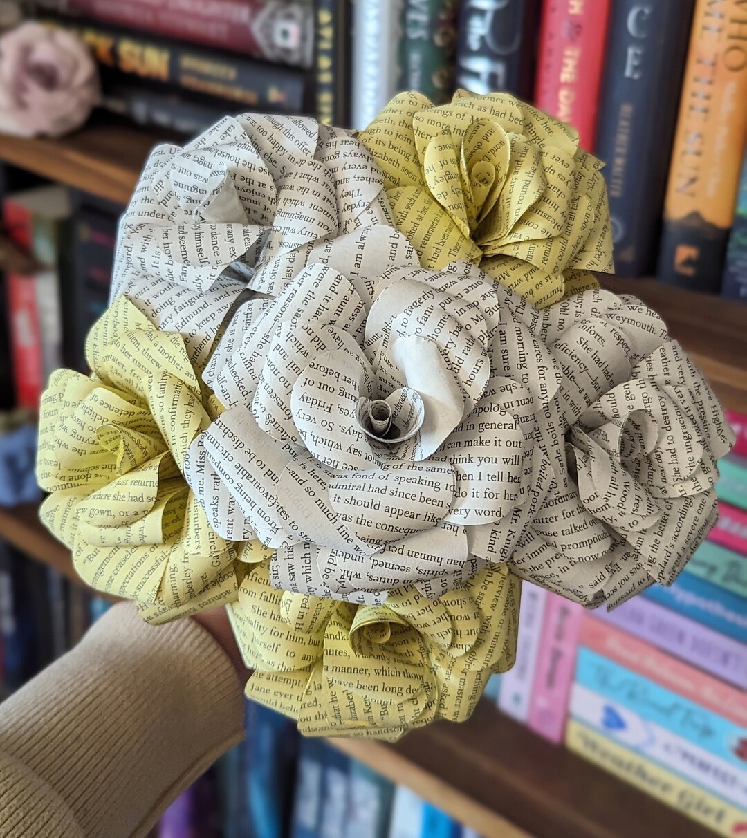 Six Painted Book Page Book Roses ready to Ship - Etsy