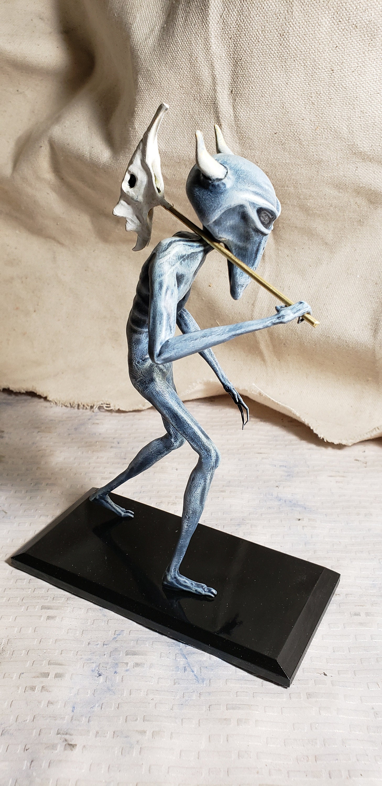 Grey Alien With Horns and Skull Pickaxe - Etsy