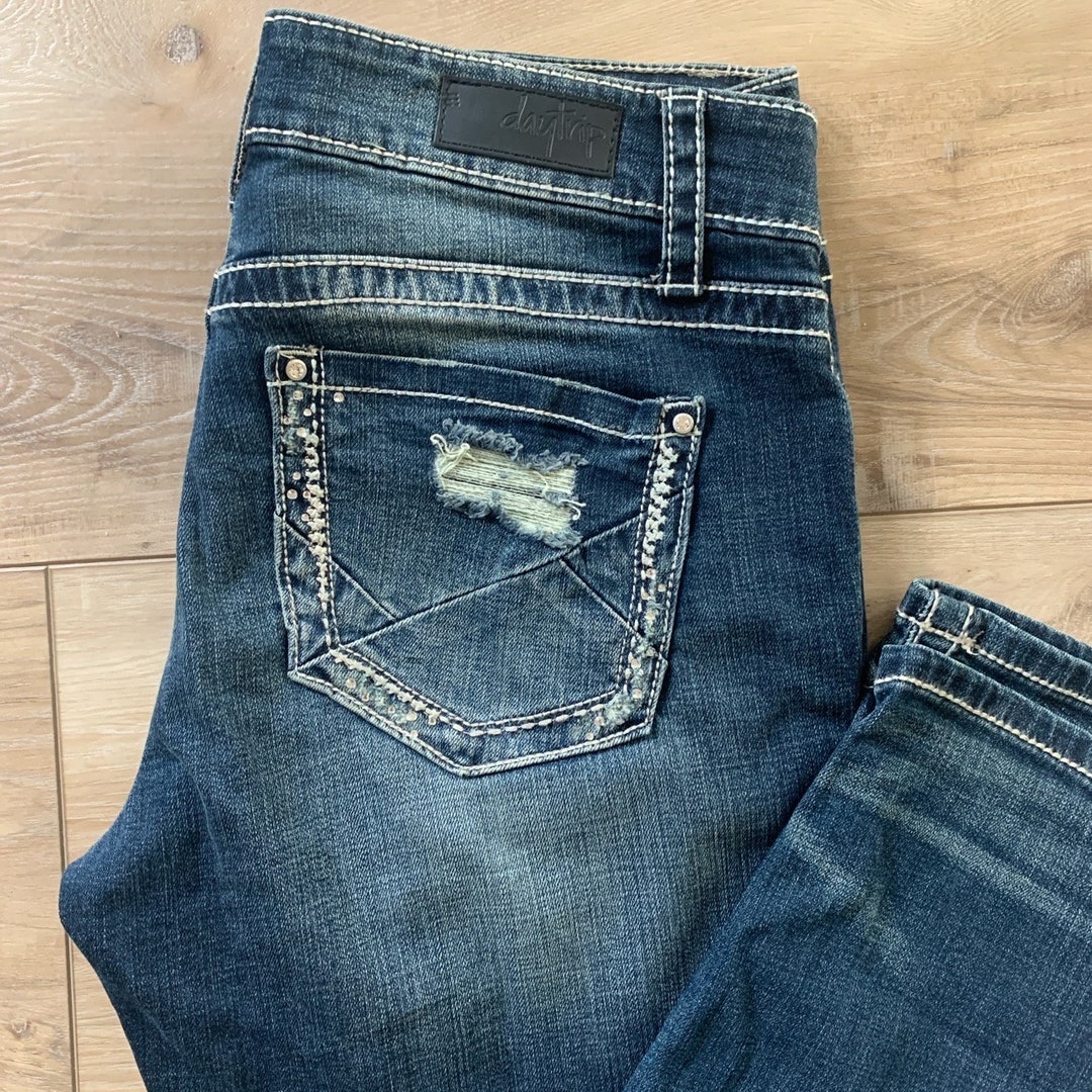 2k Low Rise Embellished Rhinestone Jeans - Etsy