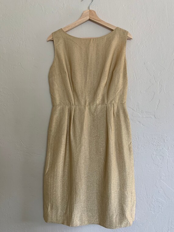 1950 Metallic Gold Vintage Cocktail Dress Beautiful Gem