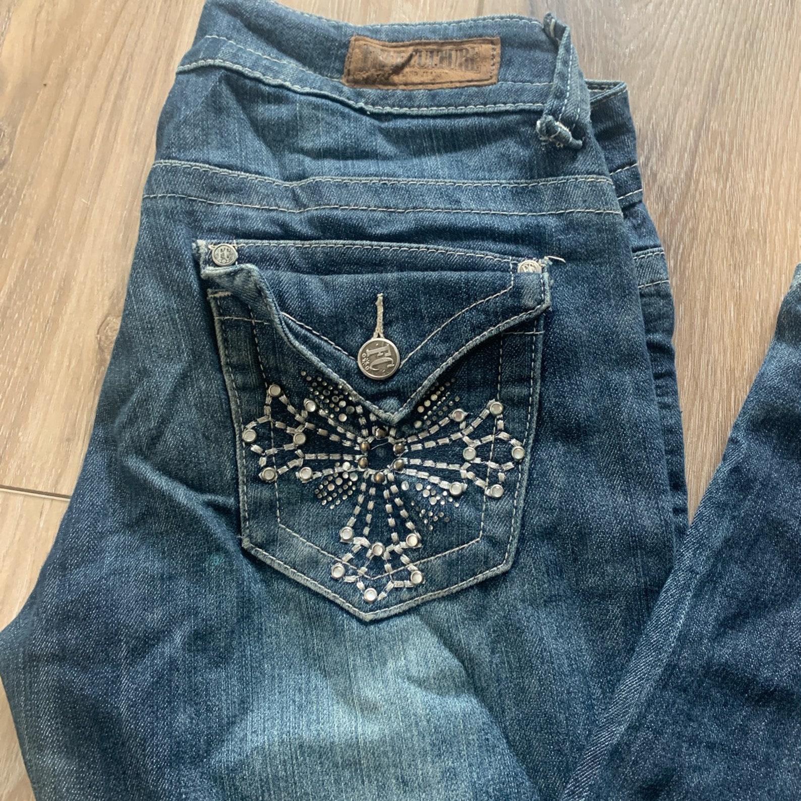 Y2k Low Rise Embellished Iron Cross Jeans - Etsy