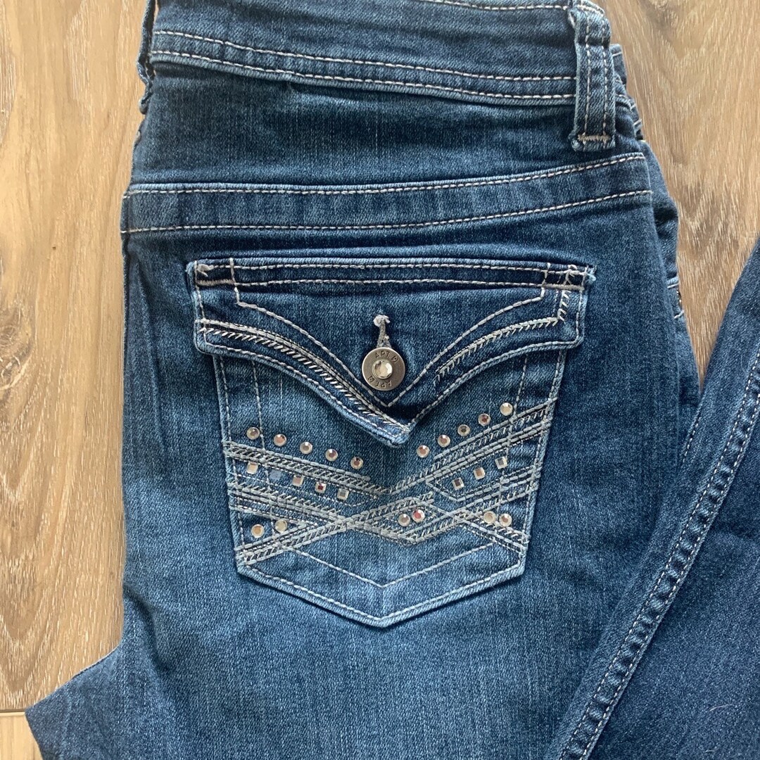 Y2k Low Rise Rhinestone Pocket Vintage Jeans - Etsy