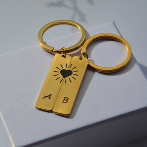 Couples Keychain Set, Engraved Couples Key Chain, Anniversary Gift for ...