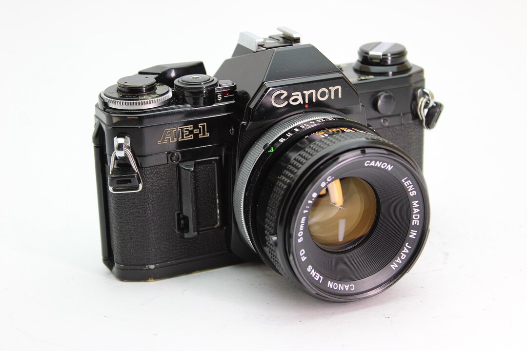 Canon AE-1 Black SLR 35mm Film Camera With 50mm F1.8 Lens - Etsy