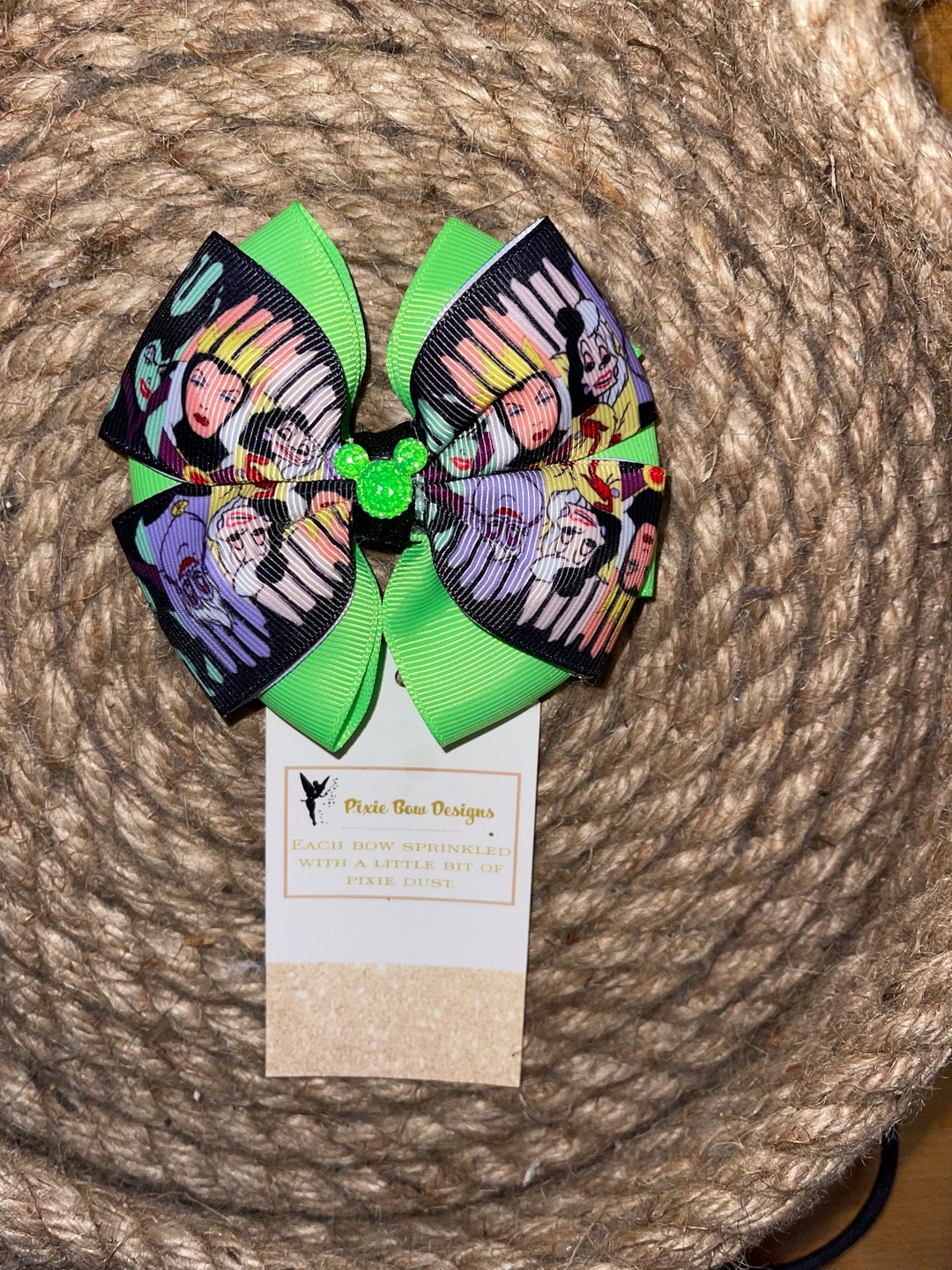Villains Bow Bio Hazard Green Hair Bow - Etsy