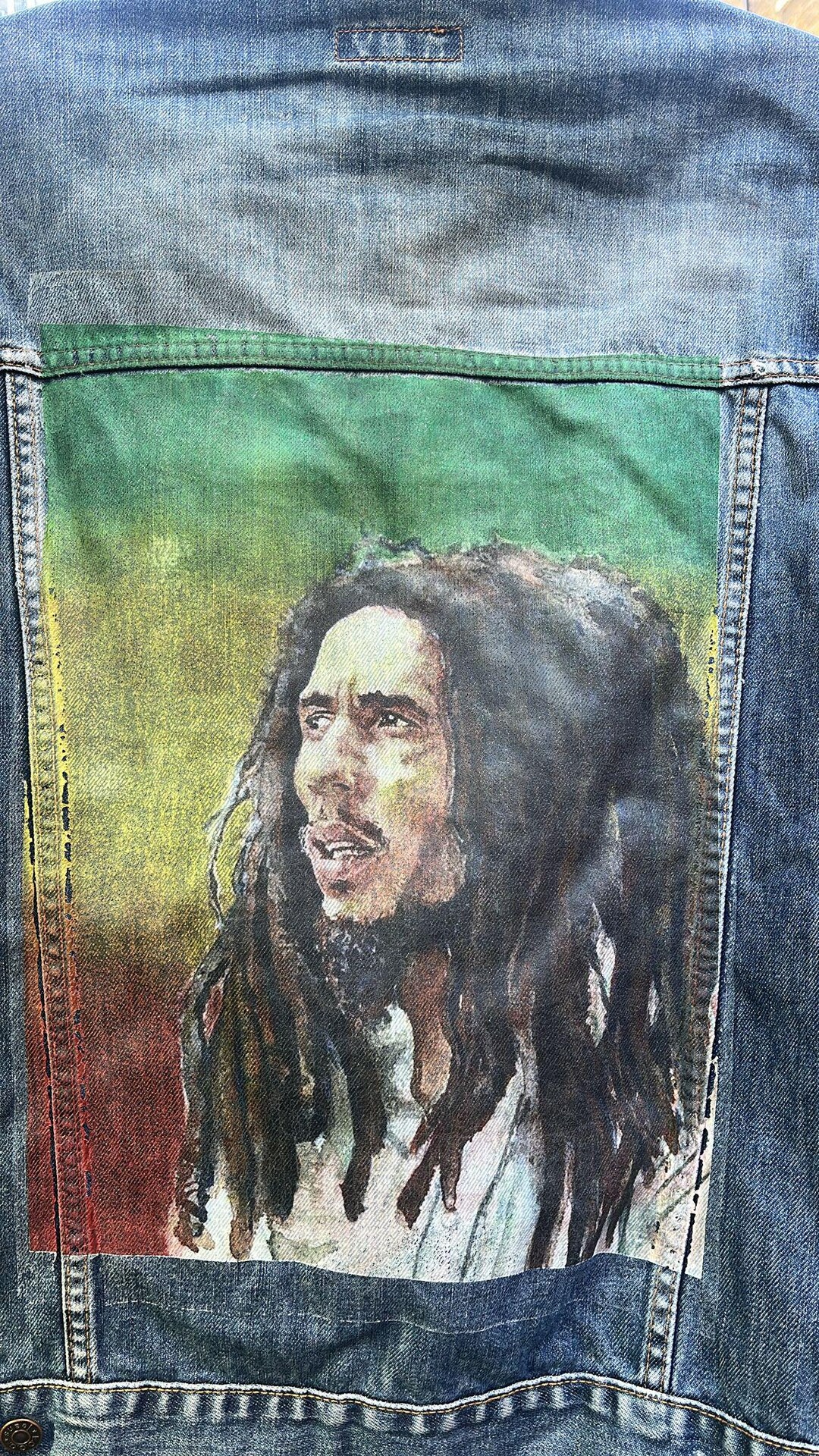 Vintage Upcycled Reworked Bob Marley Print Denim Jean Jacket S-XXL ...