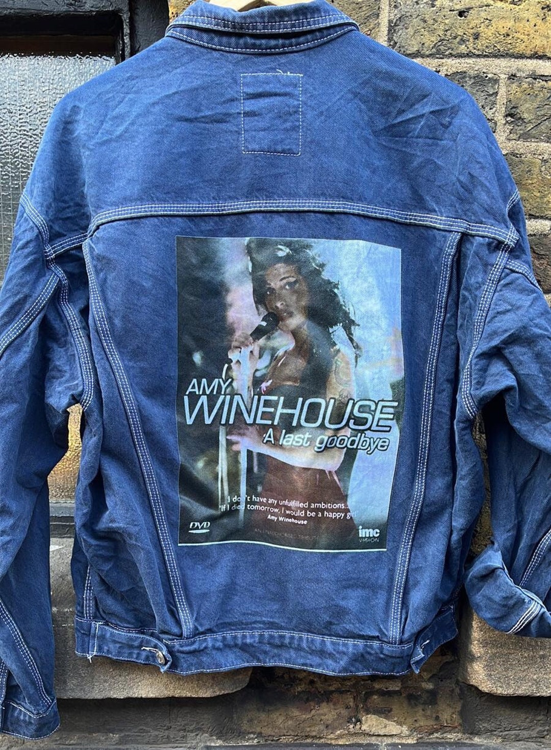 Vintage Upcycled Reworked Amy Winehouse Print Blue Denim Jean Jacket S ...