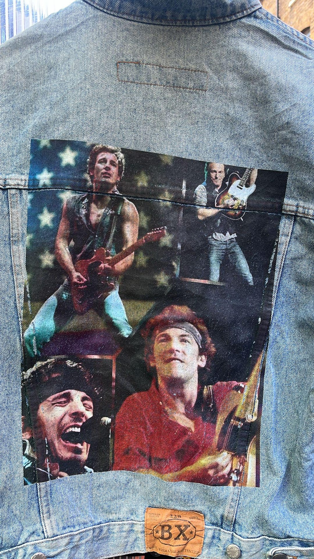 Vintage Upcycled Reworked Bruce Springsteen Print Denim Jean Jacket S ...