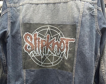 1980s Retro Slipknot Logo Print Denim Jacket. - Etsy UK
