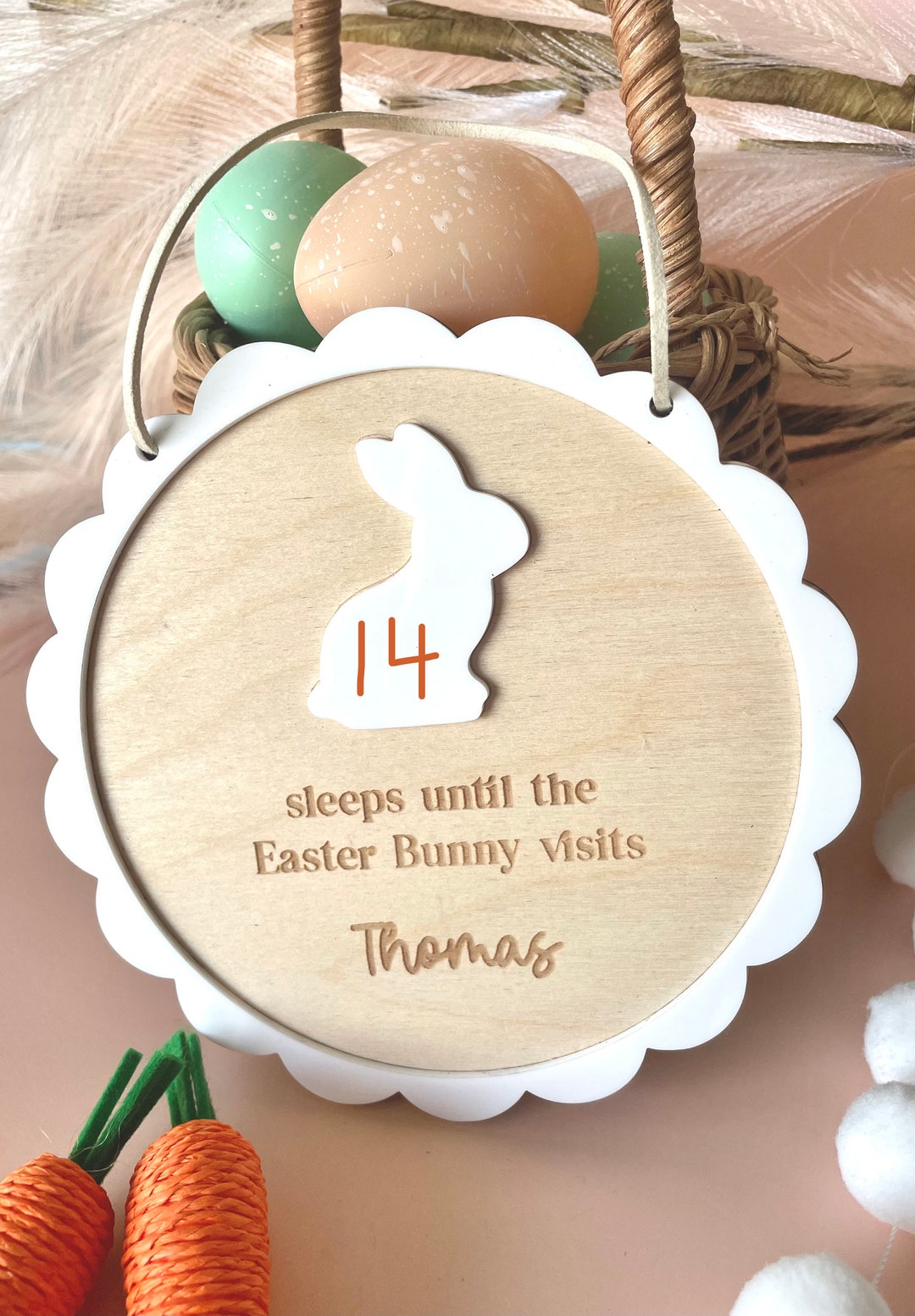 Personalised Easter Bunny Countdown Sign, Custom Easter Dry Erase Sign ...