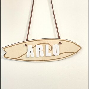 Personalised Surfboard Name Plaque Surfing Wooden Name Sign Laser Cut ...