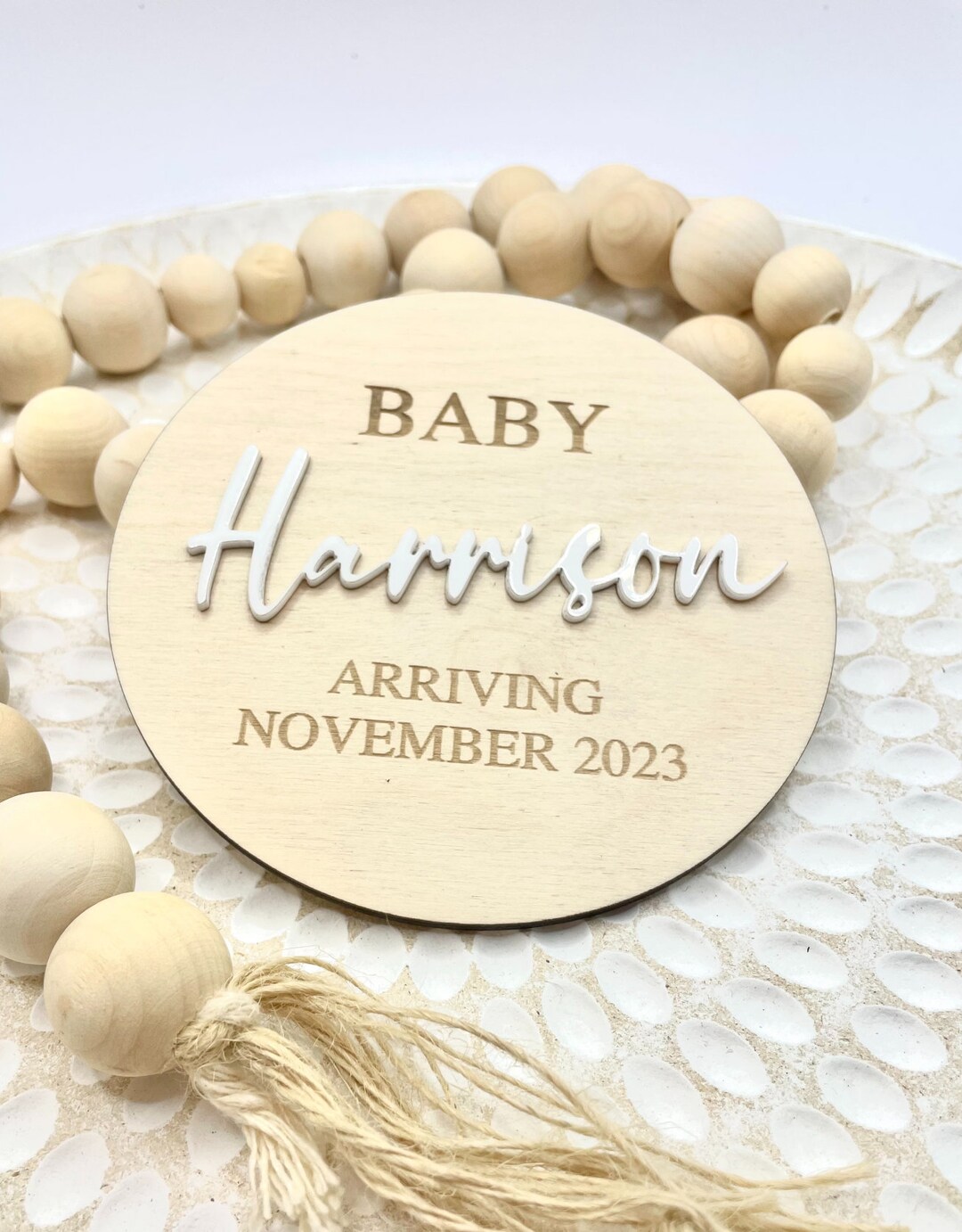 Pregnancy Announcement Sign With Acrylic Name Personalised Wooden ...