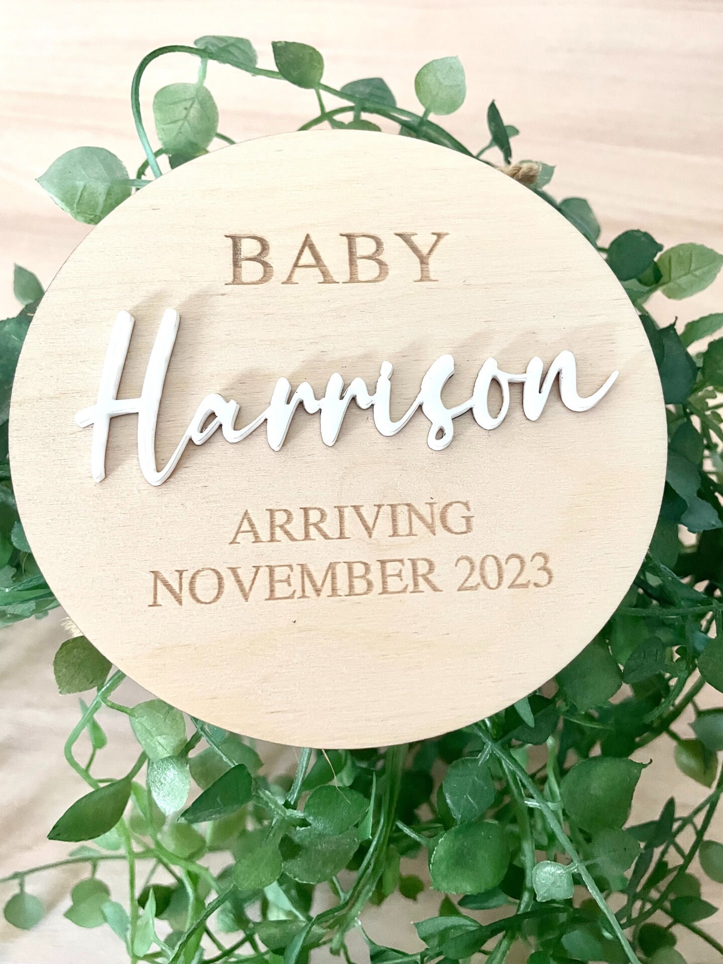 Pregnancy Announcement Sign with Acrylic Name | Personalised Wooden ...