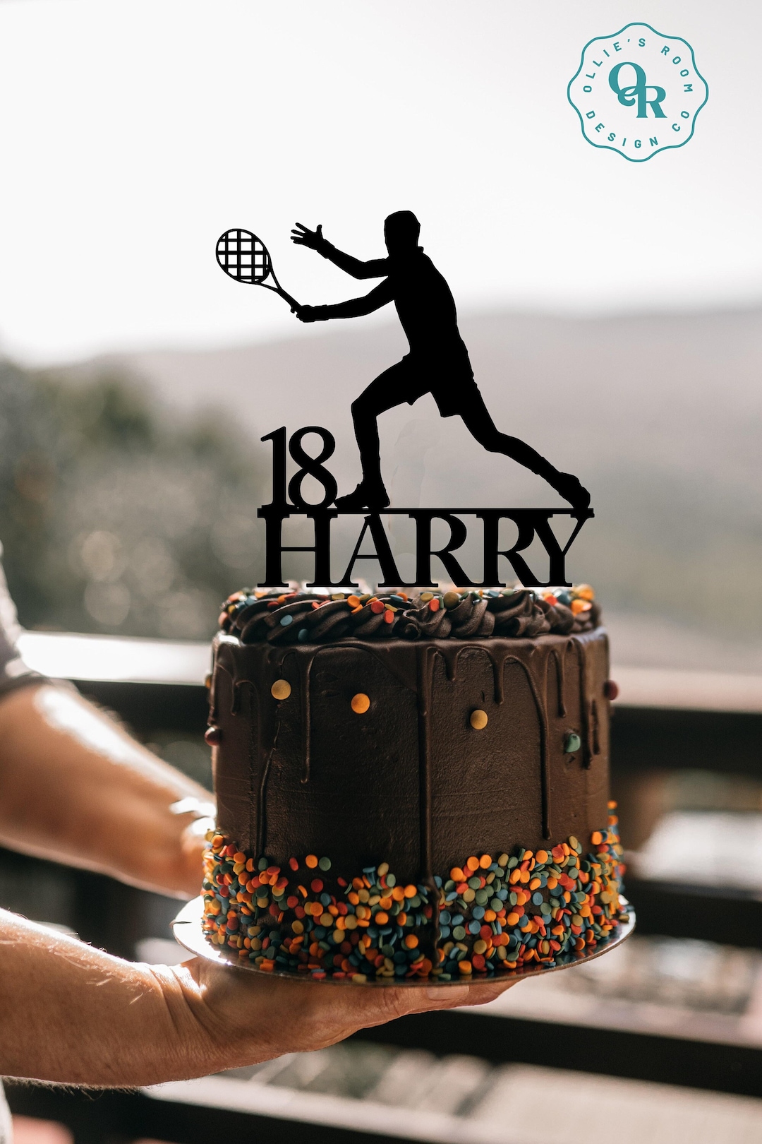 Male Tennis Cake Topper | Personalised Male Tennis Cake Decoration ...