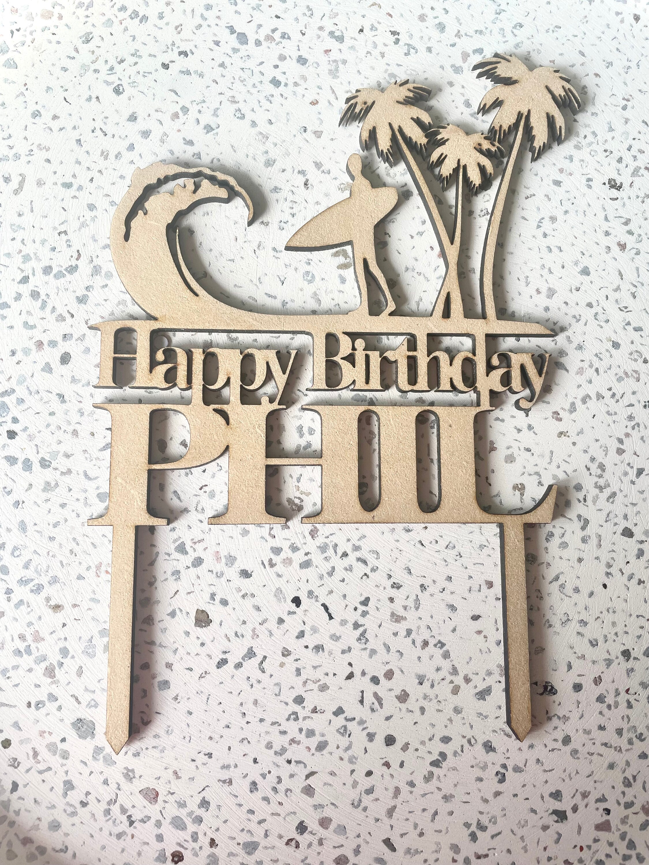 Surfing Wave Birthday Cake Topper | Personalised Surfing Cake ...