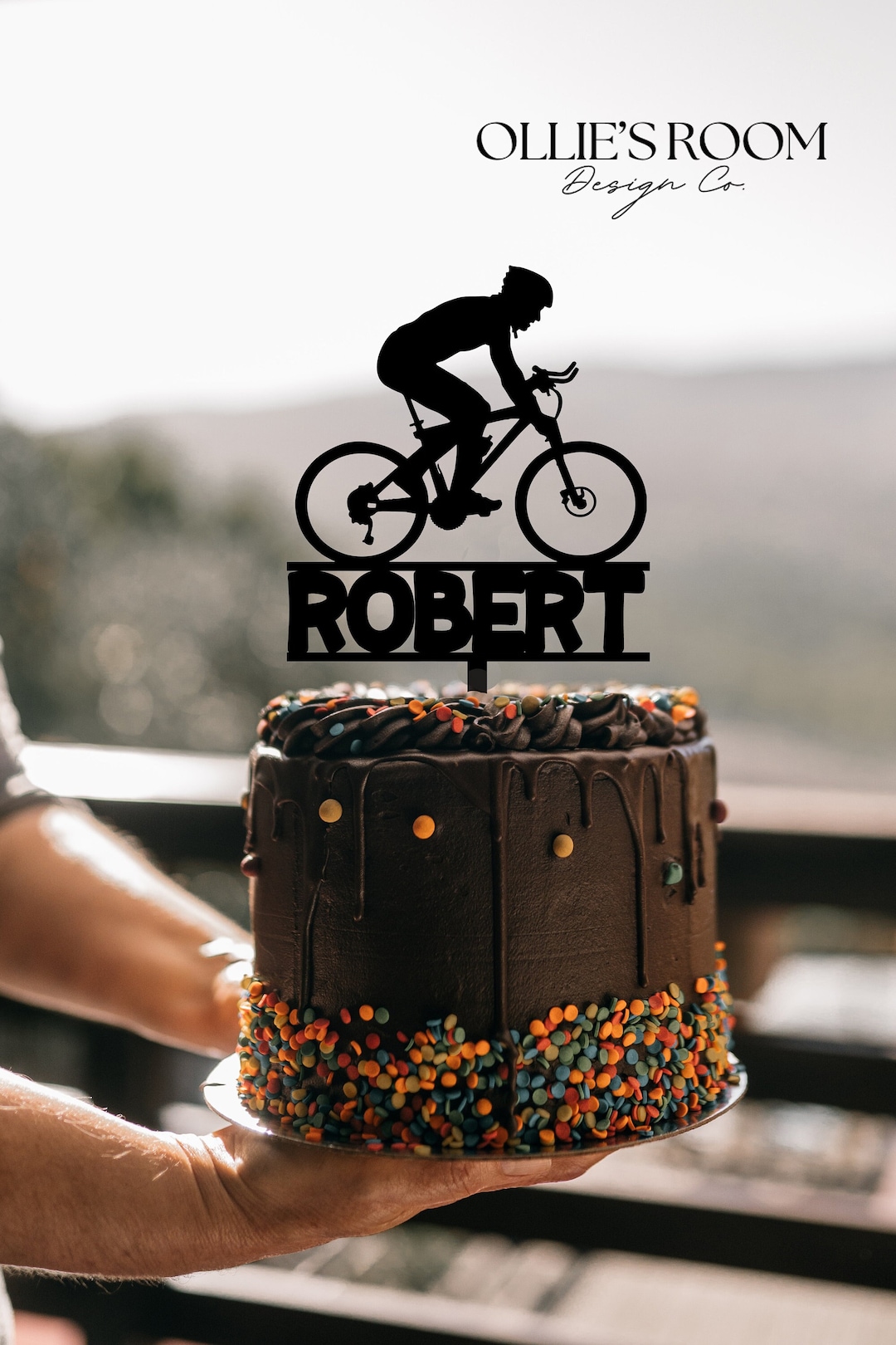 Cyclist With Name Birthday Cake Topper | Bicycle Cake Decoration | Bike ...