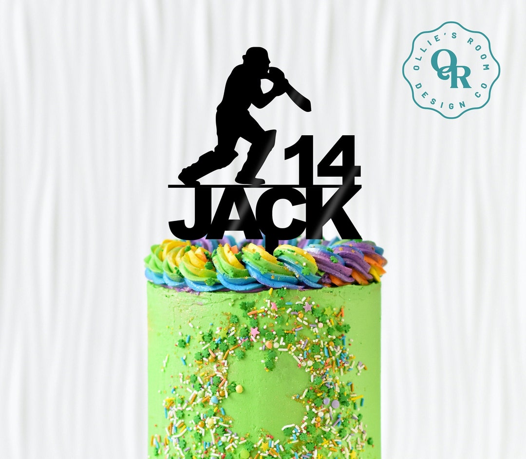 Personalised Cricket With Age Birthday Cake Topper Cricket Cake ...