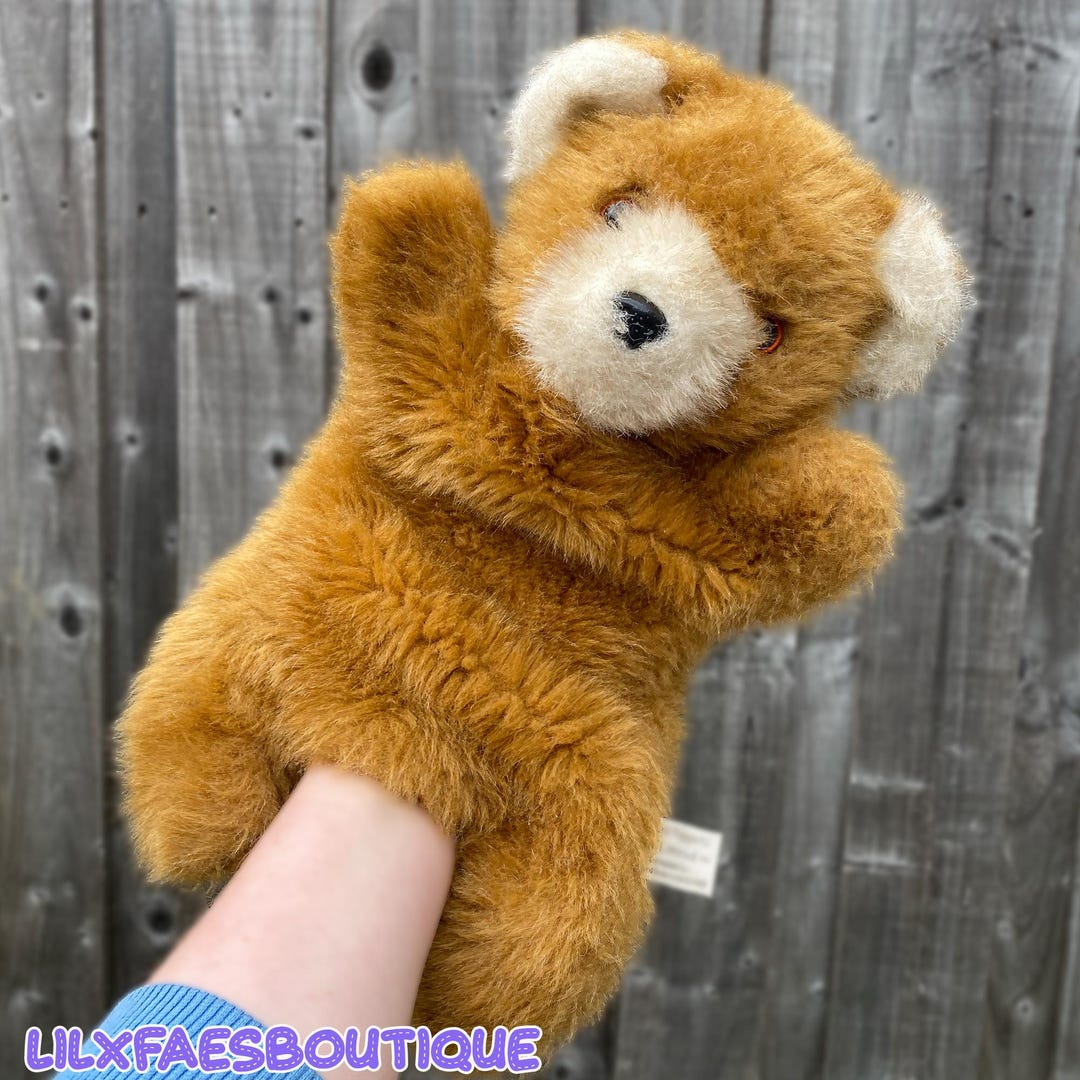 14" Vintage 1985 Teddy Bear Hand Puppet Soft Toy Plushie - Etsy