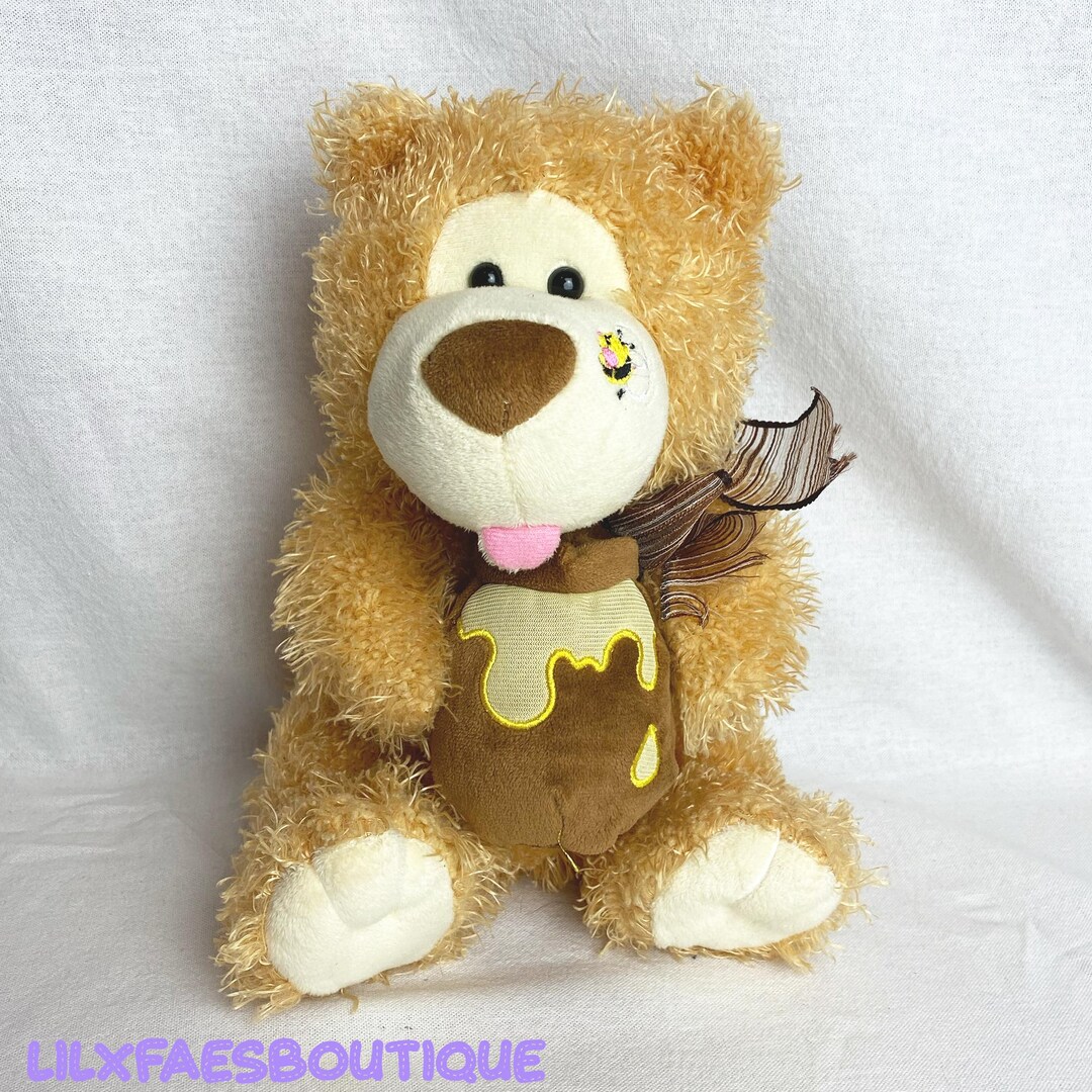 10" Vintage Bear Holding Honey Pot Soft Toy Plushie - Etsy
