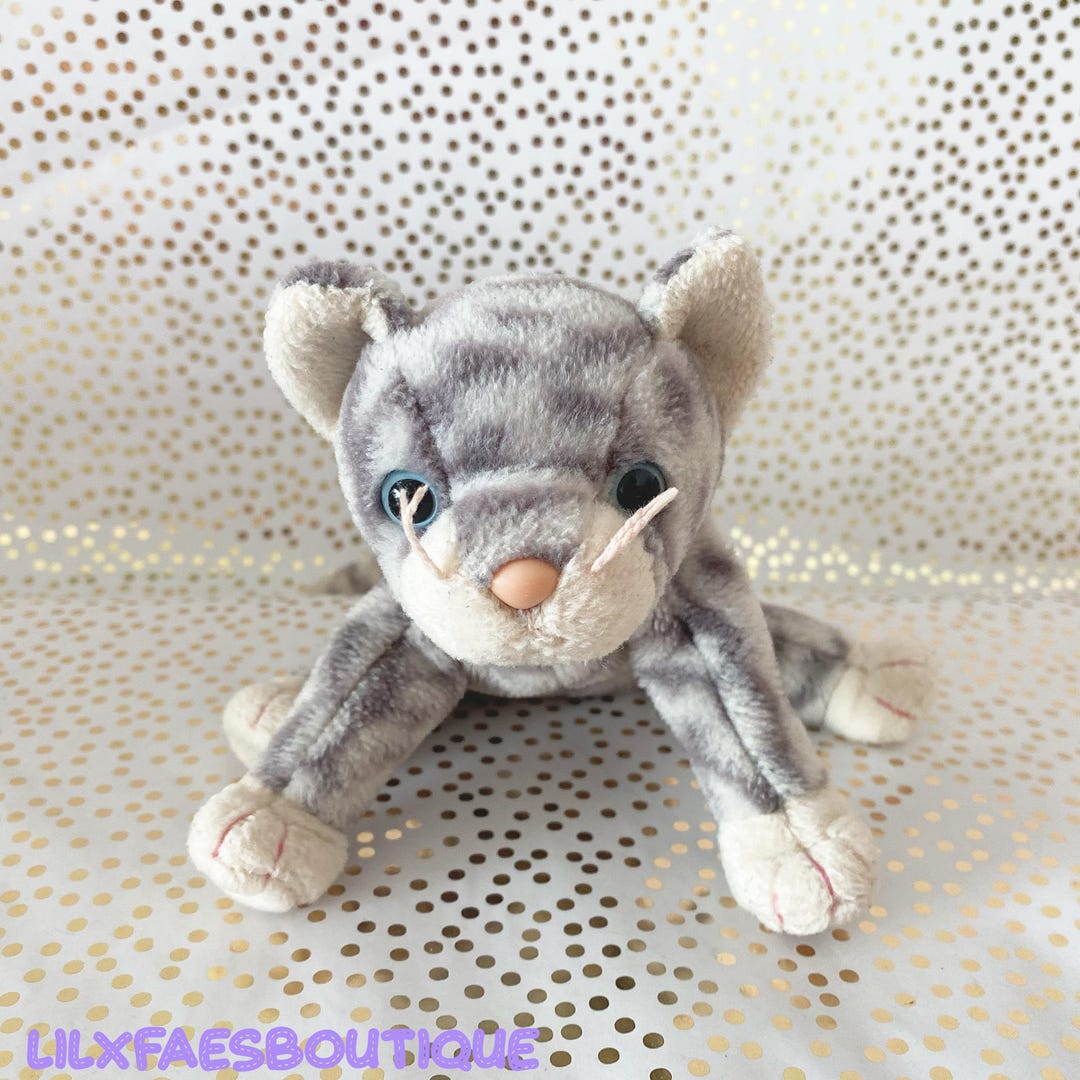 7" Vintage 1999 TY Silver Tabby Cat Soft Toy Plush - Etsy
