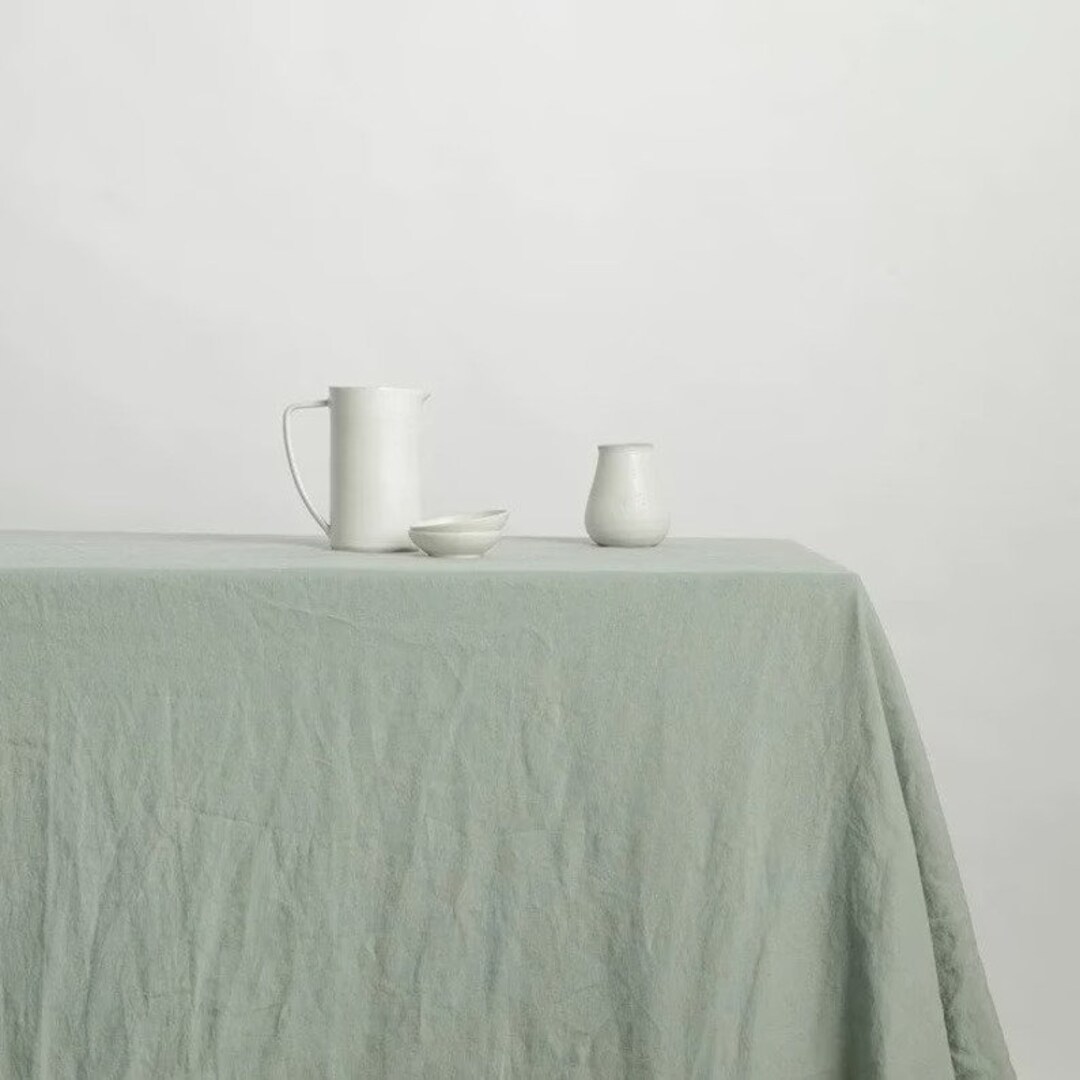 SAGE GREEN Table Cloth Natural Table Cloth in All Custom Size Washed ...