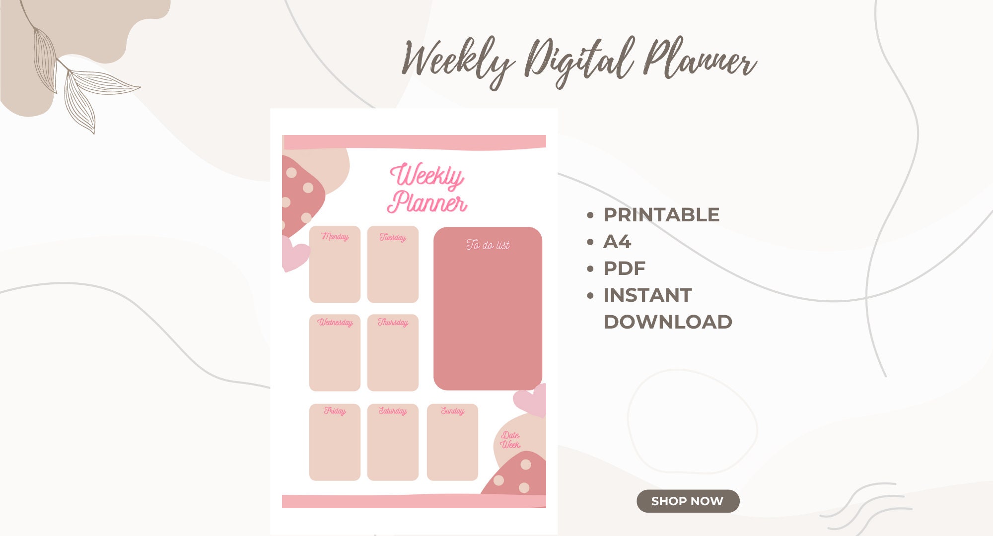 Cute Printable Weekly Planner - Etsy