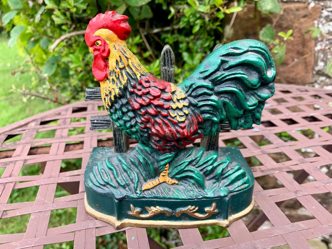 CAST IRON ROOSTER - Vintage Cast Iron Rooster Chicken Letter or Recipe ...