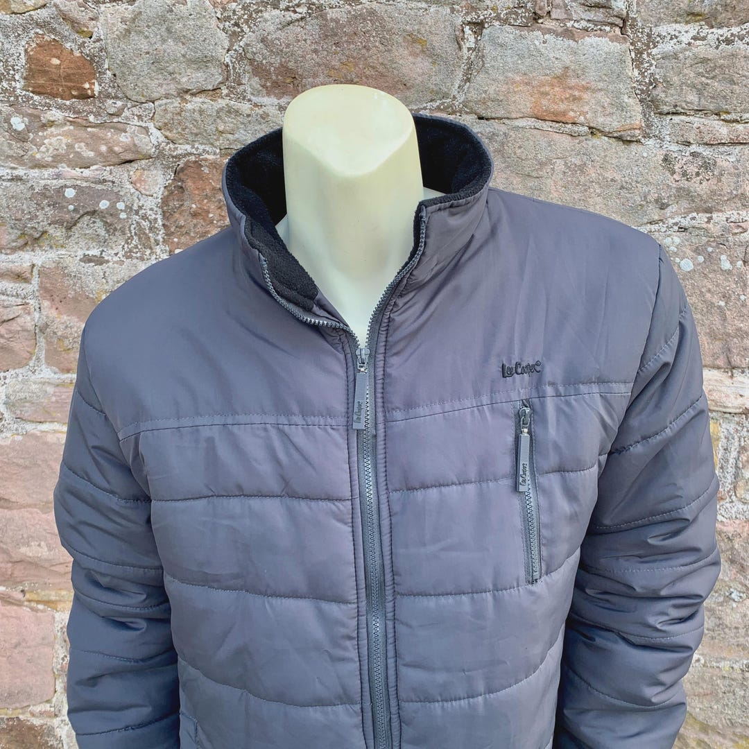 90S LEE COOPER Jacket - Retro 90S Grey Quilted Fleece Lined Warm Jacket ...