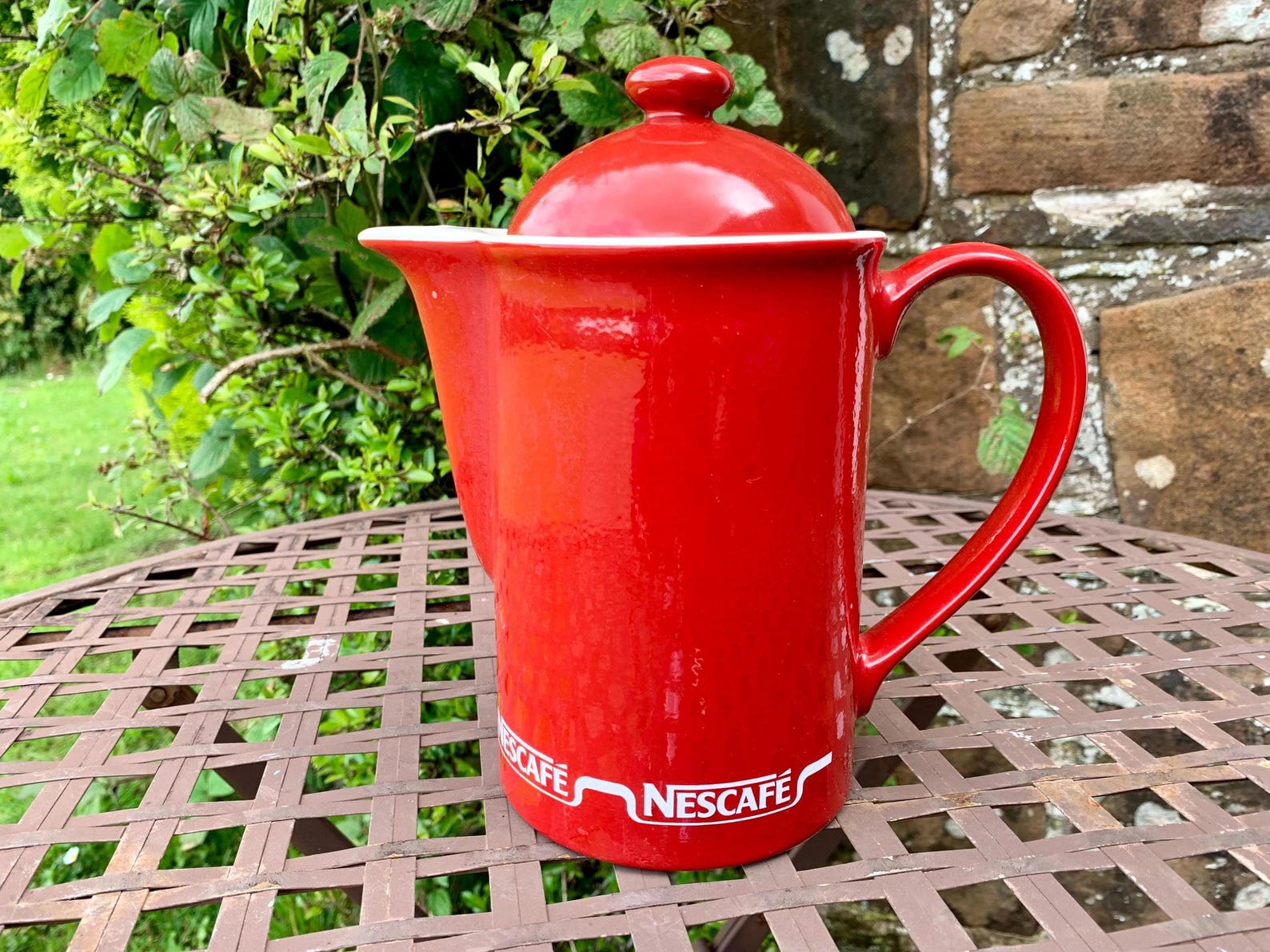 RETRO Nescafe COFFEE POT - Vintage or Retro Red Nescafe Ceramic Coffee ...