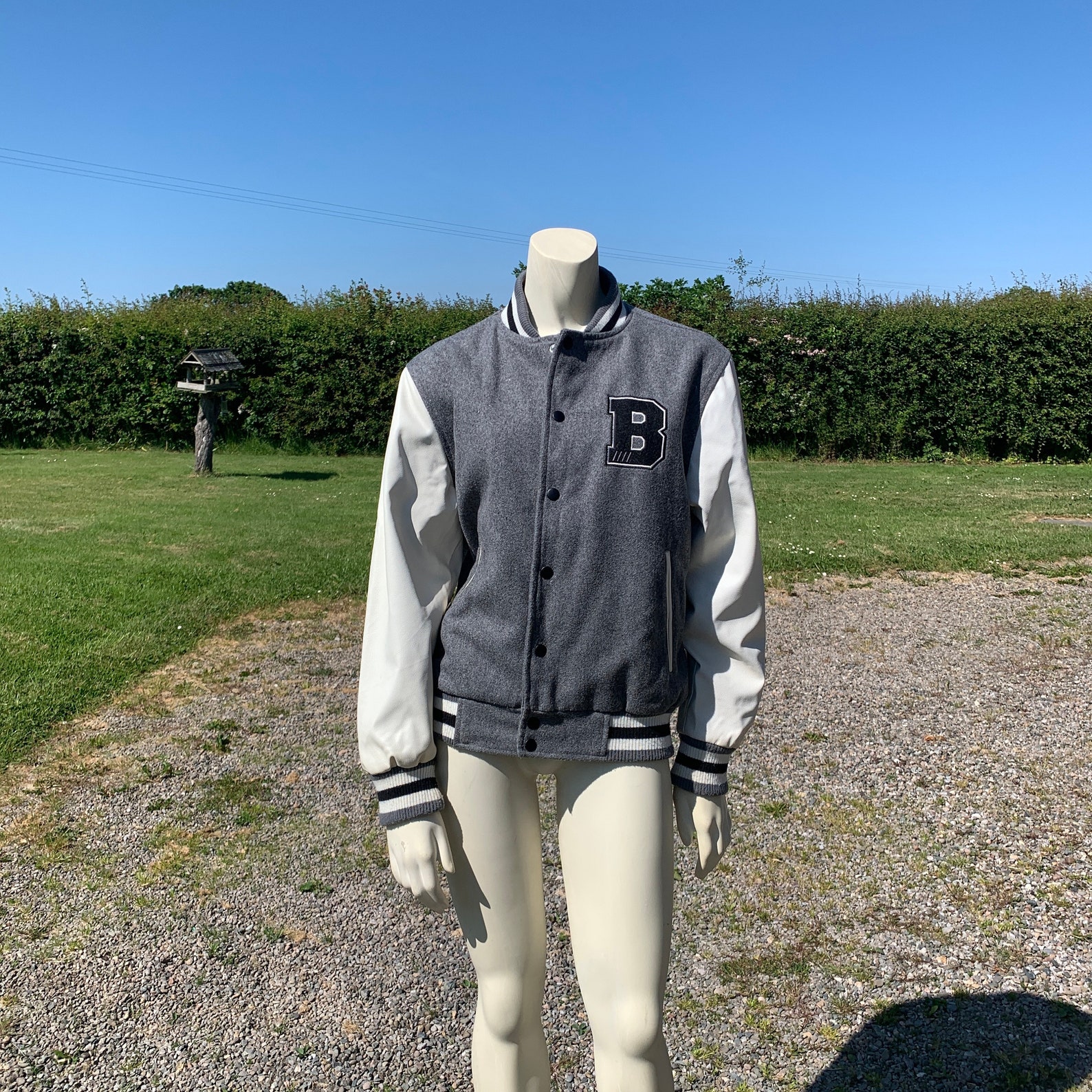 American Style Varsity Bomber Jacket Finished in Grey With a Black ...