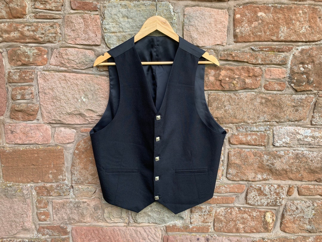 SCOTTISH WAISTCOAT - Classic Scottish Black Dress Waistcoat or Vest ...