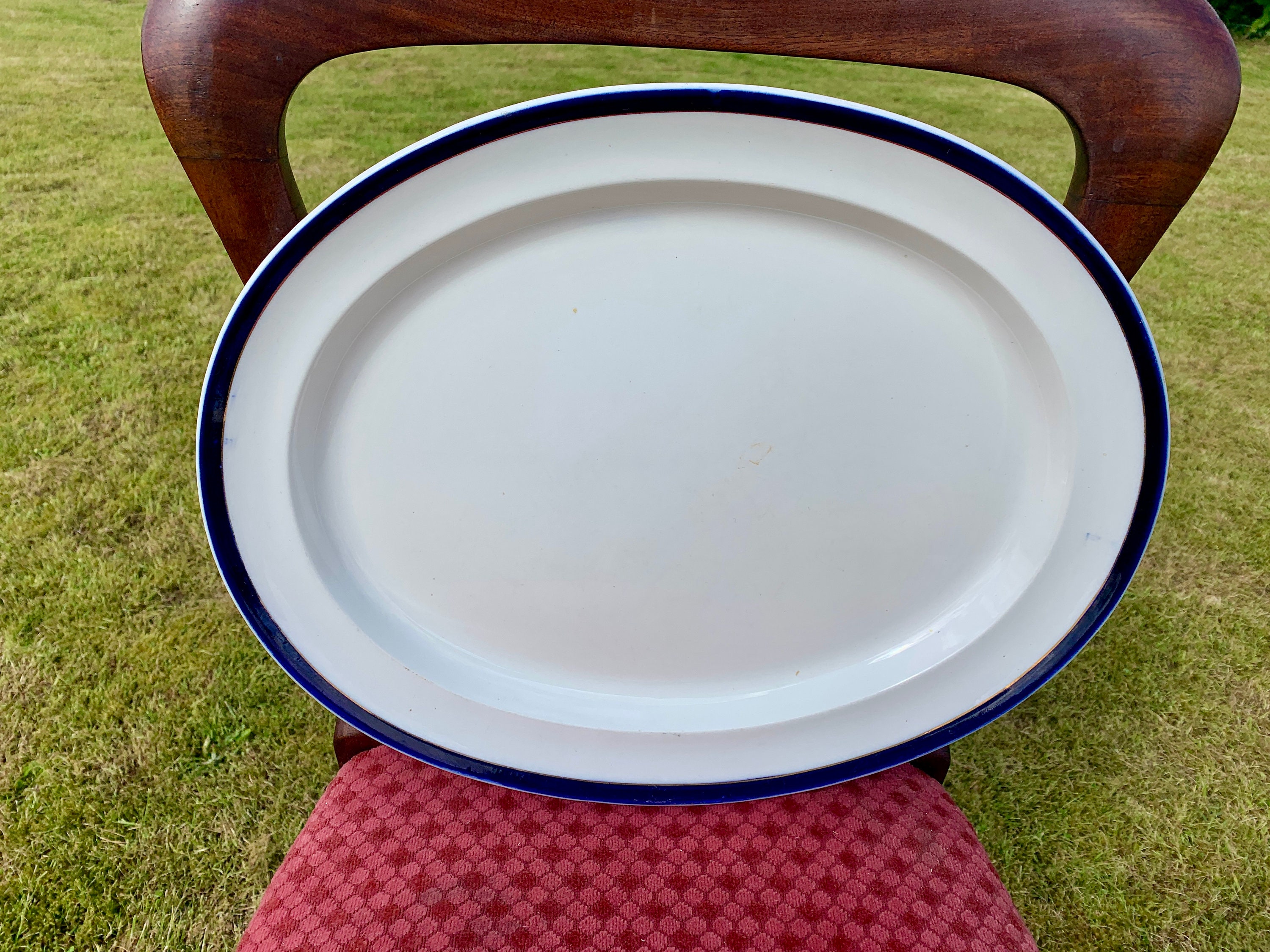 EDWARDIAN PLATTER - Huge Vintage White and Blue Edwardian Dining ...