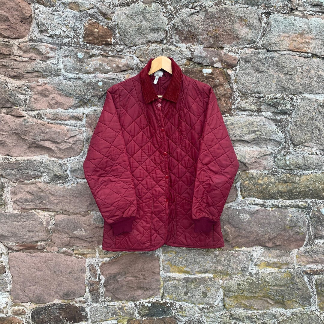 LADIES QUILTED JACKET - A Retro British Style Red Lightweight ...