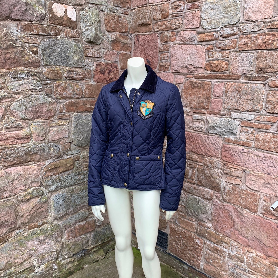 Retro LADIES Jacket / Y2K Navy Blue Quilted Jacket by Tom Joule / UK 10 ...