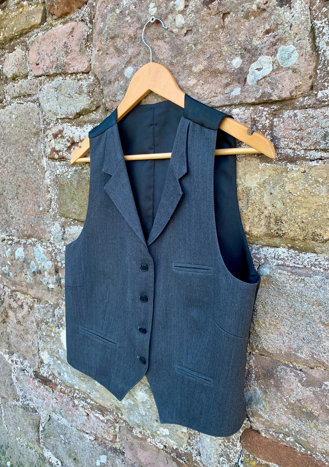 Vintage English Ladies Waistcoat or Vest. Grey Classic Wool Mix British ...