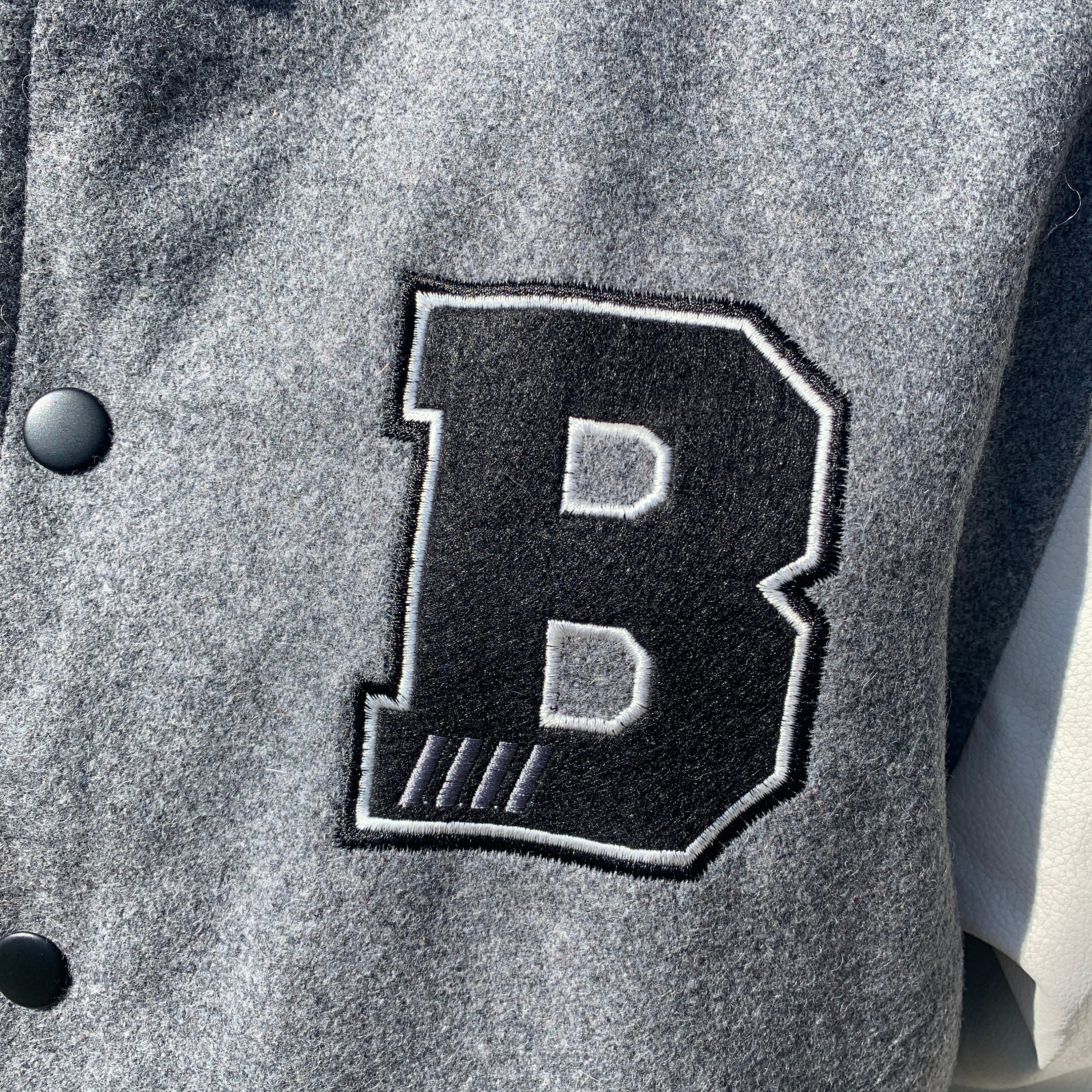 American Style Varsity Bomber Jacket Finished in Grey With a Black ...