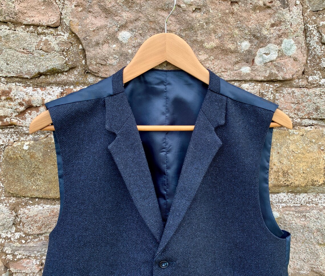 VINTAGE WAISTCOAT VEST Classic English Racing Green Tweed Style ...