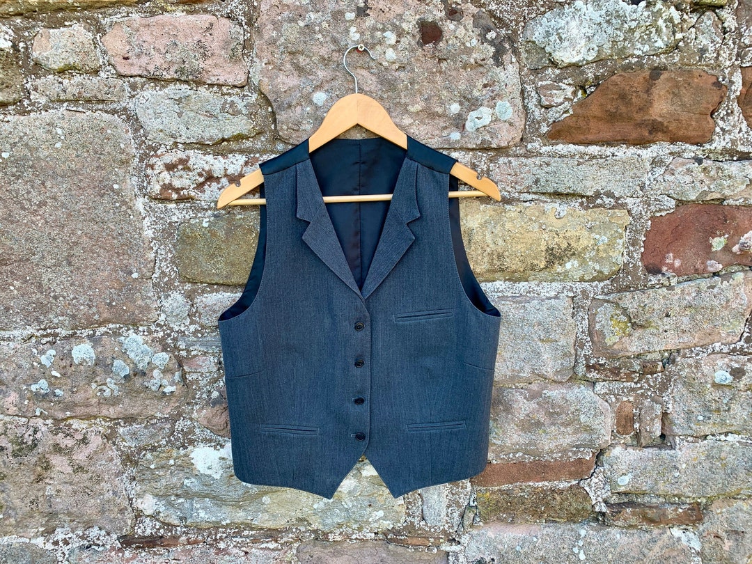 Vintage English Ladies Waistcoat or Vest. Grey Classic Wool Mix British ...