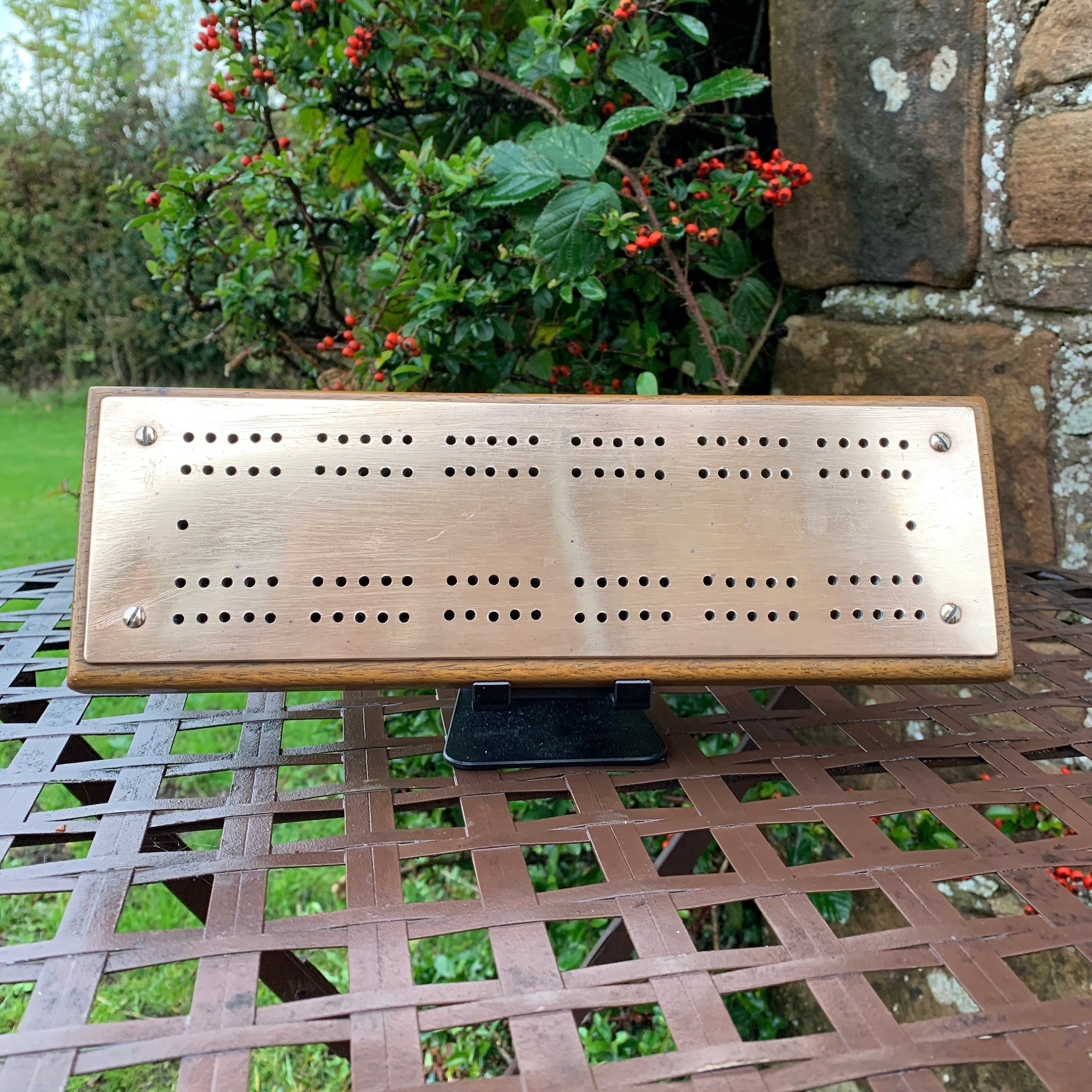 TABLA DE CRIBBAGE - Tablero de cribbage de latón y roble macizo pesado ...