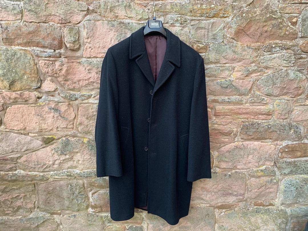 SINGLE BREASTED OVERCOAT Classic Vintage 90s Sartorial Quality Wool ...