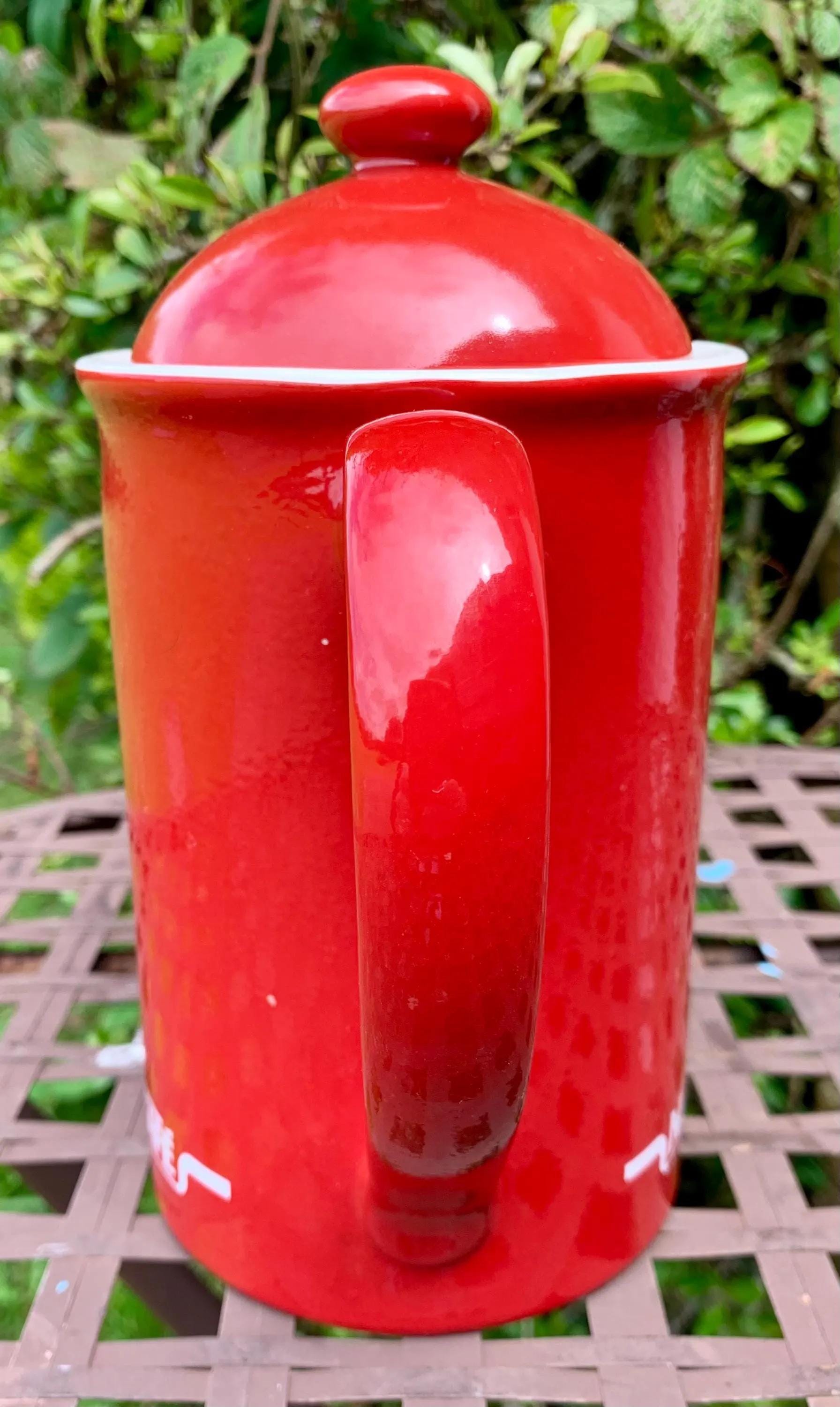RETRO Nescafe COFFEE POT - Vintage or Retro Red Nescafe Ceramic Coffee ...