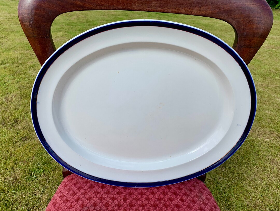 EDWARDIAN PLATTER - Huge Vintage White and Blue Edwardian Dining ...