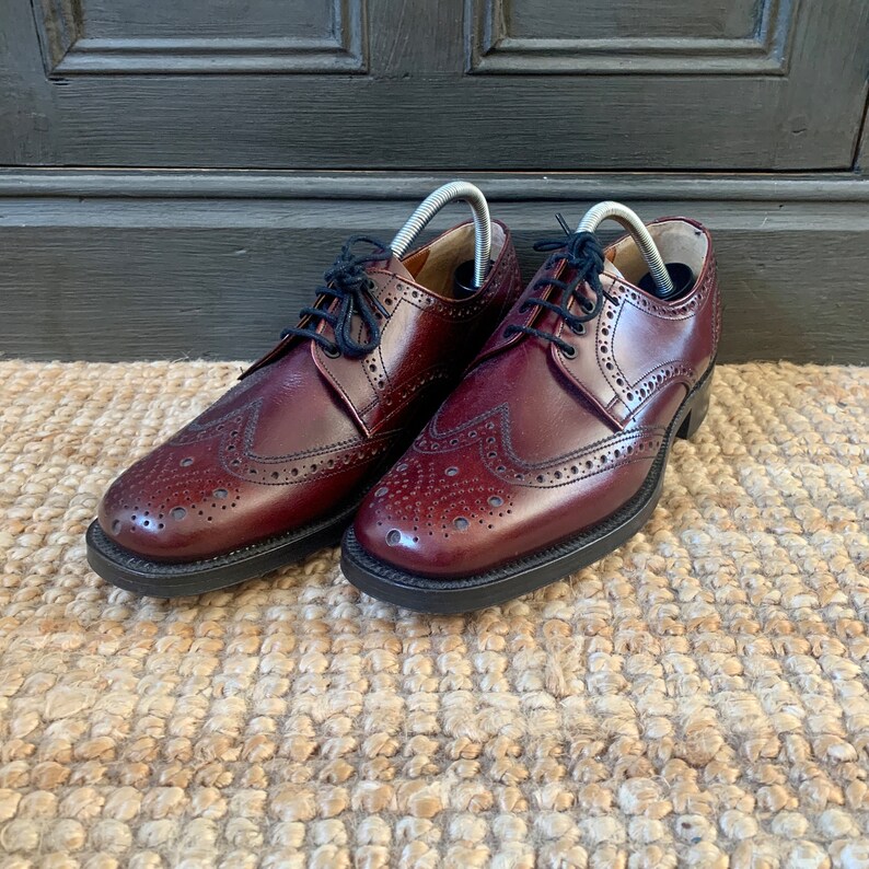 Classic English Wingtip Brogues by St Michael. Brown Burgundy - Etsy