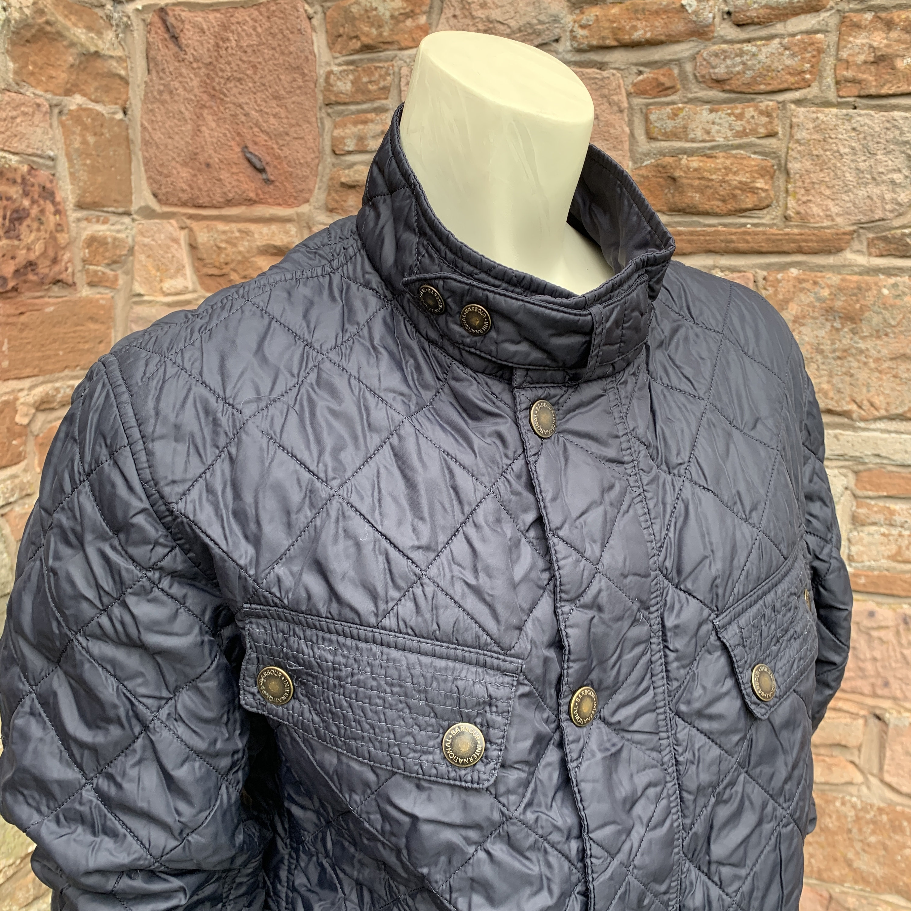 Vintage BARBOUR JACKET / Navy Quilted International Motorcycle Clothing ...