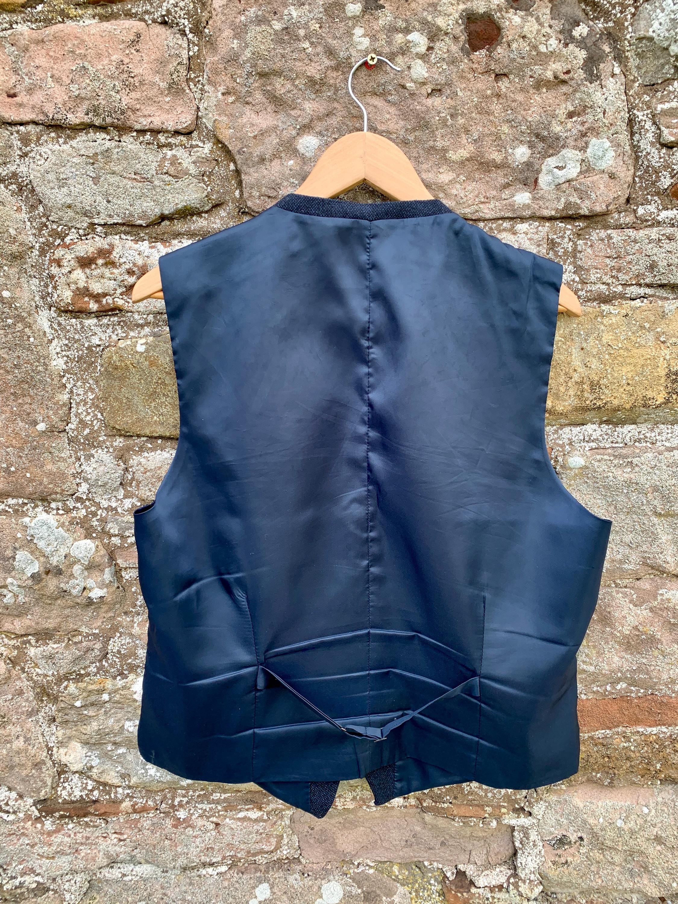 VINTAGE WAISTCOAT VEST Classic English Racing Green Tweed Style ...