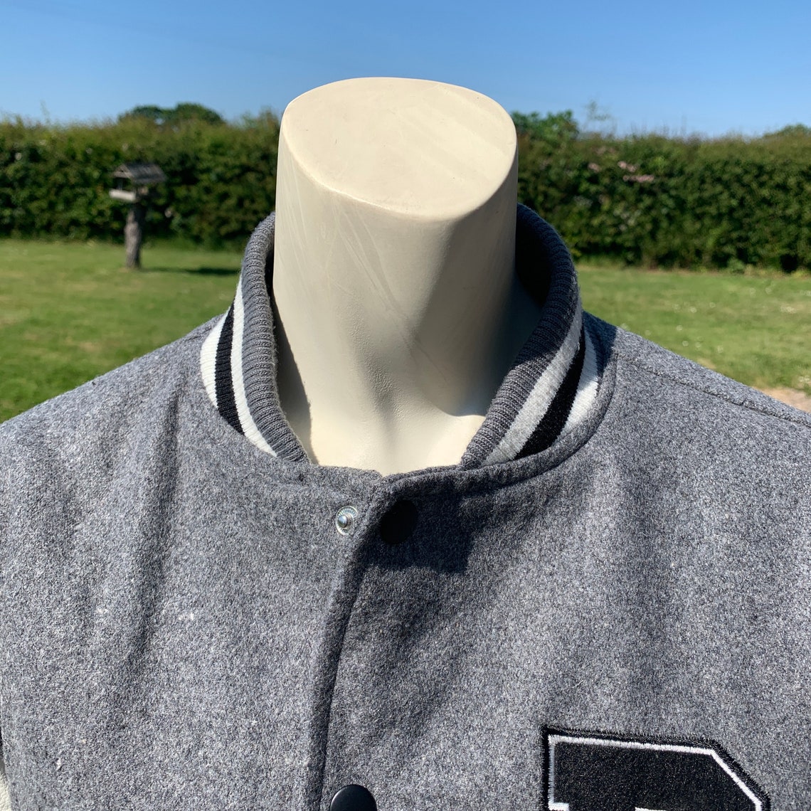American Style Varsity Bomber Jacket Finished in Grey With a Black ...